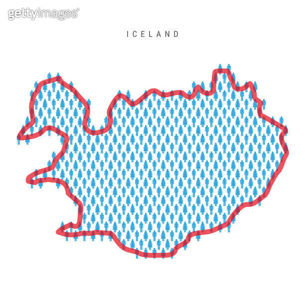 Iceland population map. Stick figures Icelandic people map. Pattern of ...
