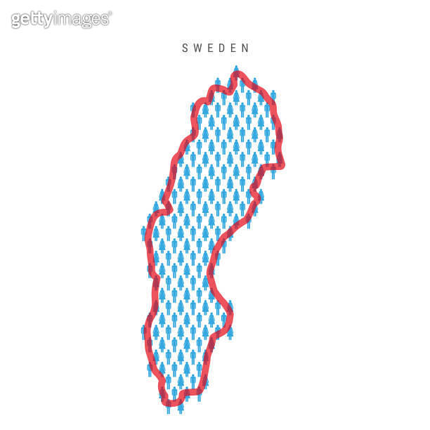 Sweden population map. Stick figures Swedish people map. Pattern of men ...