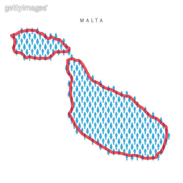 Malta population map. Stick figures Maltese people map. Pattern of men ...