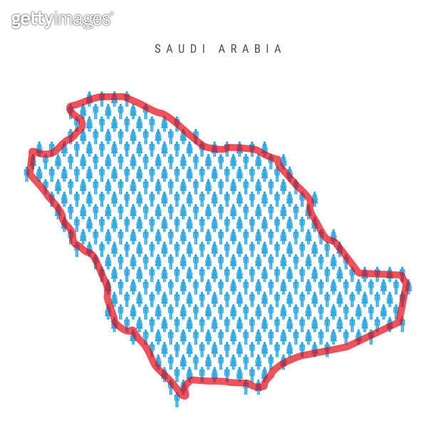 Saudi Arabia population map. Stick figures Saudi Arabian people map ...