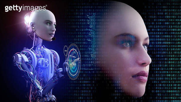 Artificial Intelligence Robot Designing Binary Code Face 이미지 (1500239804) - 게티이미지뱅크