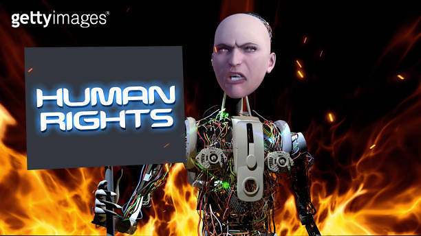 Protesting Robot Defending Human Rights 이미지 (1479619531) - 게티이미지뱅크