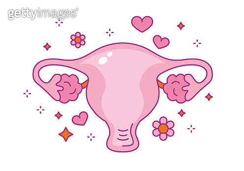 Uterus with flower, heart. Uterus vector illustration for women, girls ...