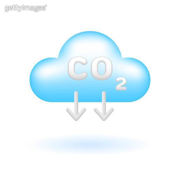 3D CO2 Carbon Emissions Reduction Icon. Eco Sustainability Environment ...