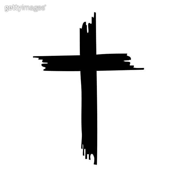 Paint Brush Stroke Cross on White Background 이미지 (1729184457) - 게티이미지뱅크