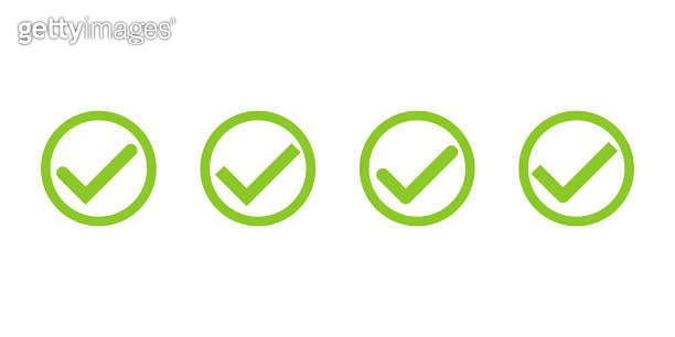 Green check mark vector illustration set. OK sign. Checklist mark icon ...