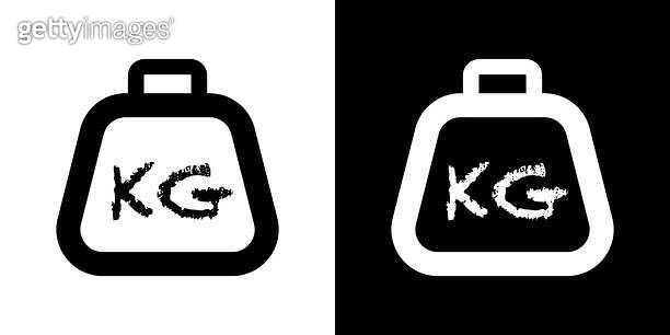 Simple KG weight web symbol. Dumbbell vector icon. KG bell logo ...