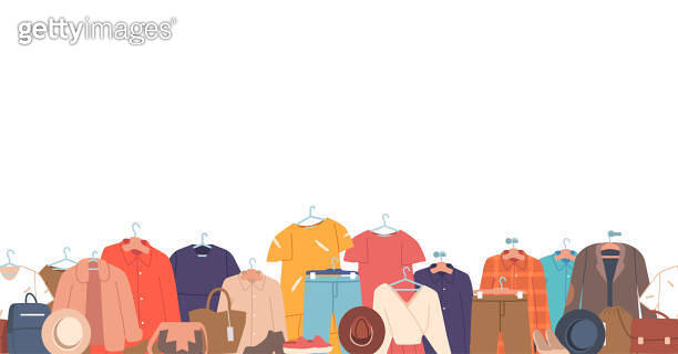 Stylish Seamless Pattern Featuring An Array Of Clothes On Hangers ...