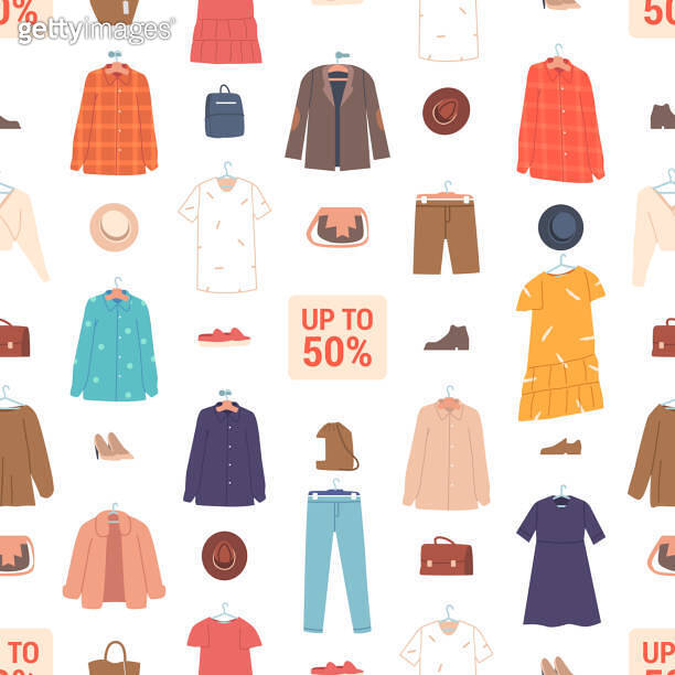 Stylish Seamless Pattern Adorned With Sale Offer Clothes. Tile ...