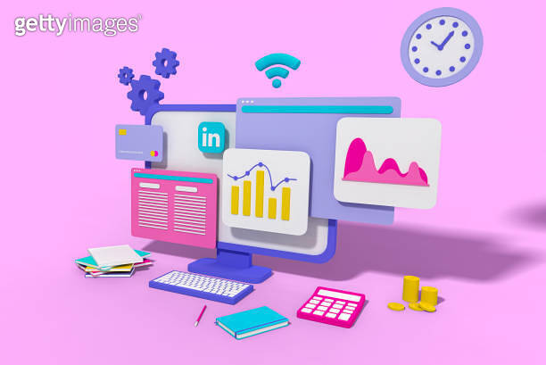 Finance statistics Data and Analytics Software Laptop Application,3D ...