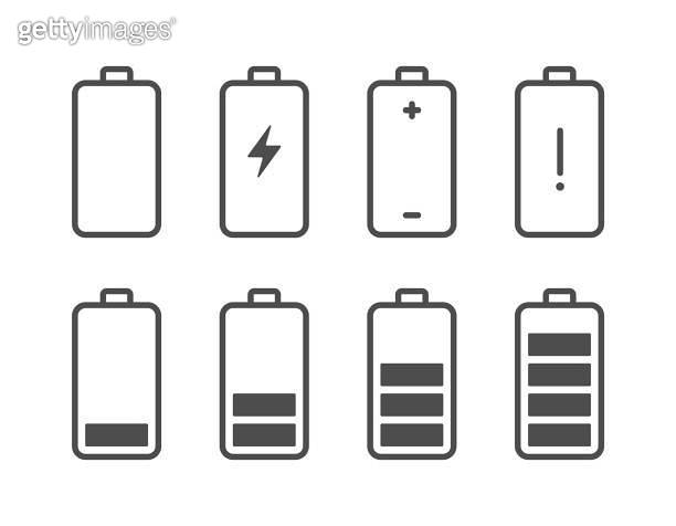 Set of battery icon. Flat mobile phone interface icon. Power, full ...