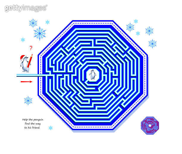 Logic puzzle game with labyrinth for children and adults. Help the ...