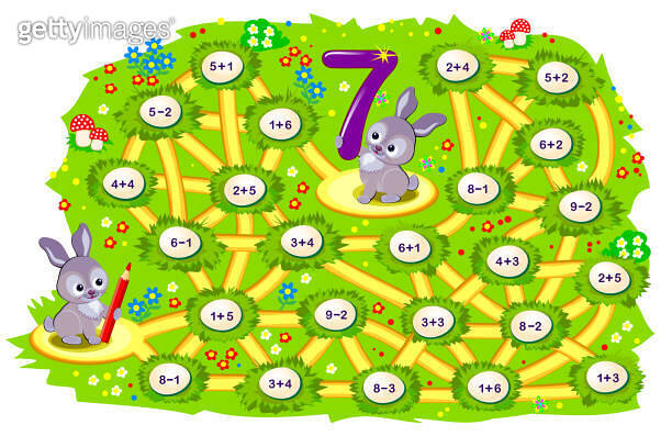 Math education for children. Logic puzzle game with maze for kids ...