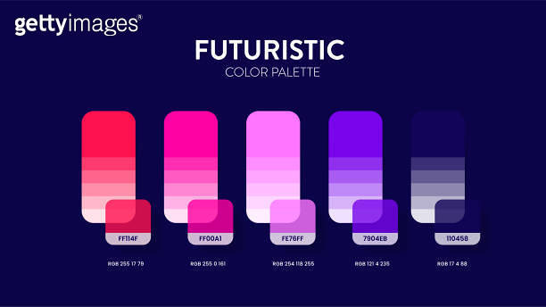 Color palette in Futuristic colour theme collections. Color inspiration ...