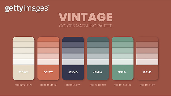 Color palette in Vintage style colour theme collections. Color ...