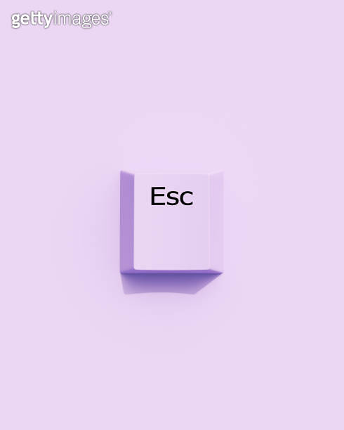 Lavender Esc keyboard key text sign square tile pale purple background ...
