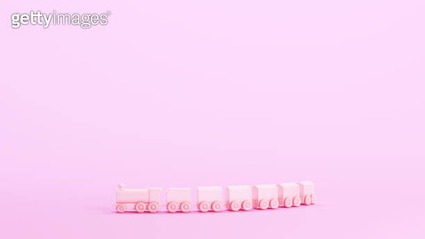 Pink toy train children wooden trendy stylish kitsch pink background ...