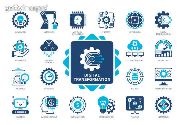 Digital transformation solid icon set 이미지 (1652169721) - 게티이미지뱅크