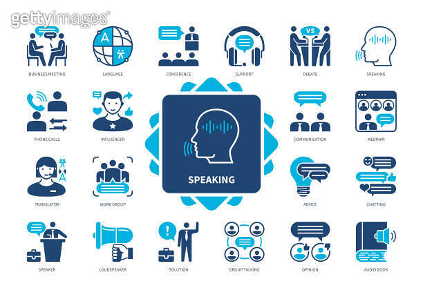 Speaking solid icon set (1652170342) 일러스트, 무료 일러스트, 아이콘, 무료 아이콘 - 게티이미지뱅크