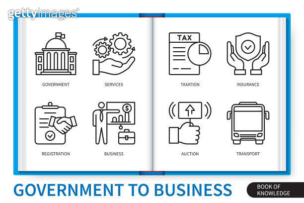 Government to business infographics linear icons set 이미지 (1478658164 ...