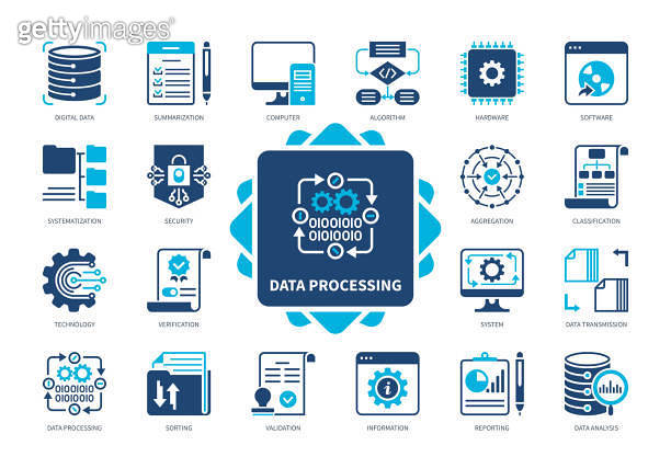 Data Processing solid icon set 이미지 (1824047775) - 게티이미지뱅크