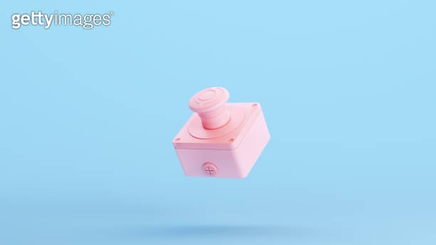 Pink Emergency Stop Button Safety Switch Technology System Kitsch Blue ...