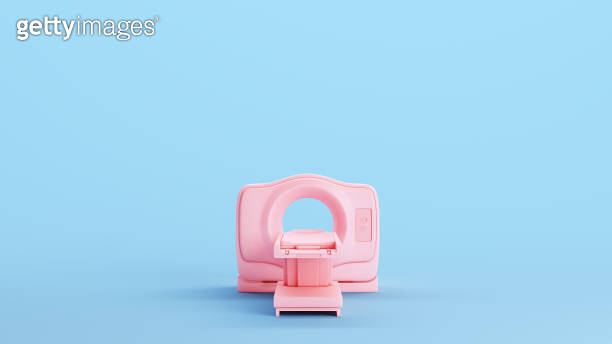 Pink Brain Scanner Rotating Computerized Tomography X-Ray Imaging ...