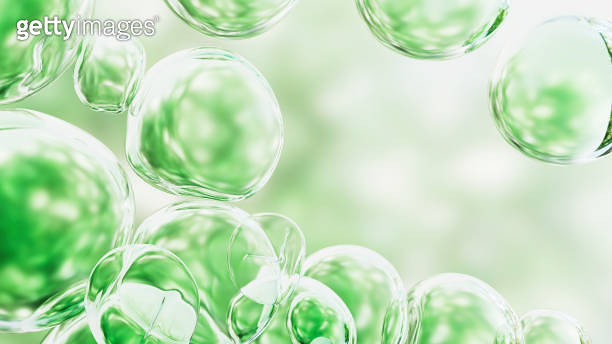 3D rendering of transparent foam with green reflections, Concept image ...