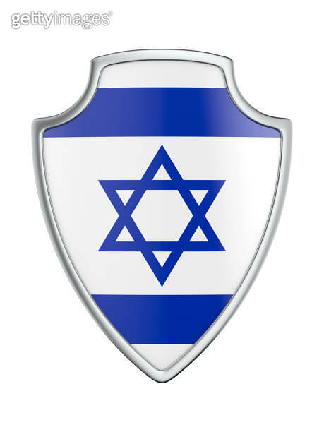 shield with israel flag on white background. Isolated 3D illustration ...