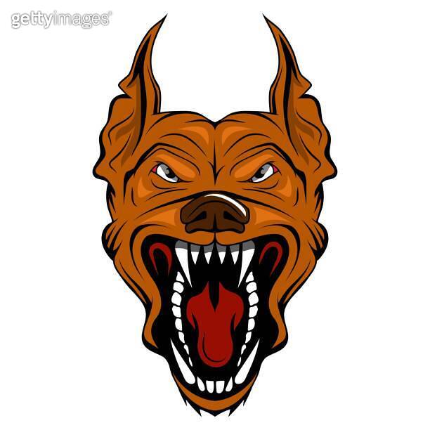 An evil dog. Vector illustration of a pet Animal. Barking dog bares his ...