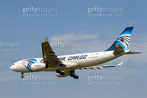 An Airbus A330-243(P2F) Airplane Of EgyptAir Cargo (Reg SU-GCJ) Landing ...