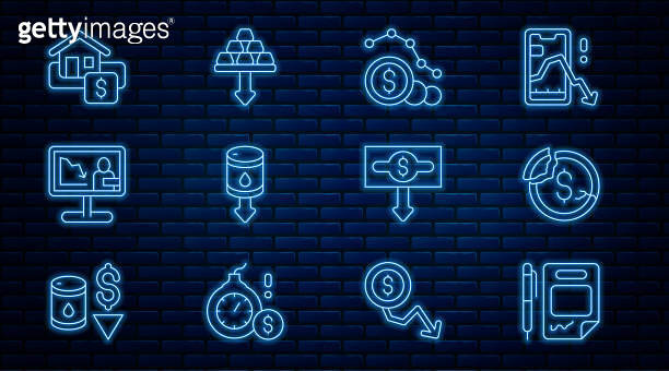 Set line Contract money and pen, Dollar rate decrease, Drop in crude oil price, Global economic ...