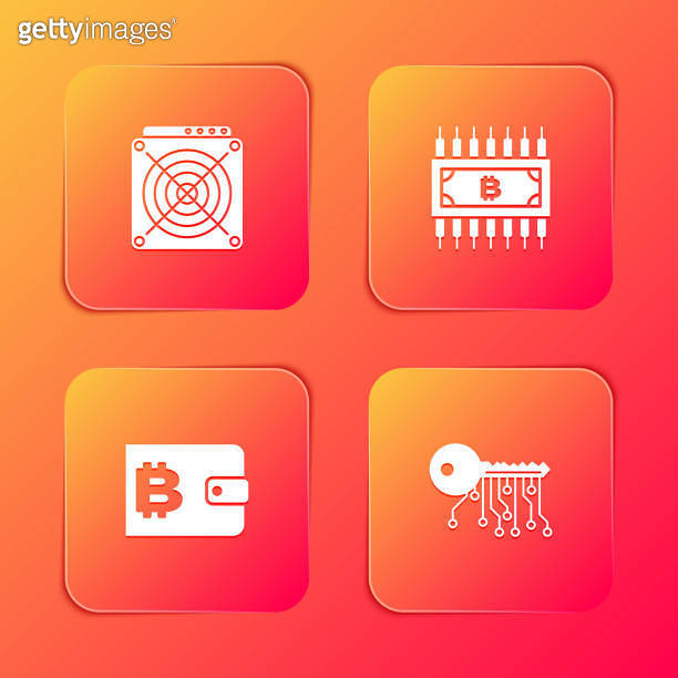 Set ASIC Miner, Cryptocurrency bitcoin with circuit, wallet and key ...