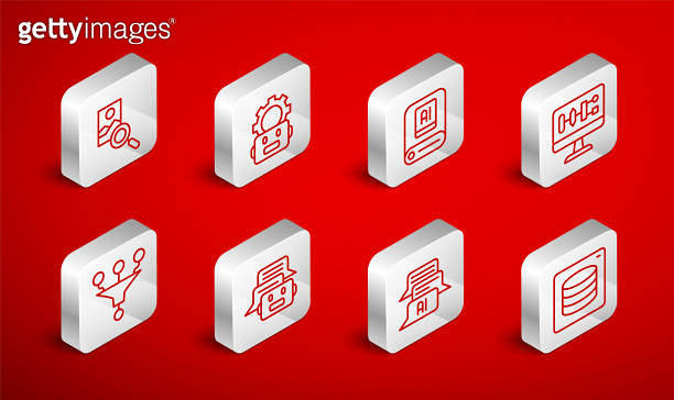 Set line Server, Data, Robot setting, Artificial intelligence AI ...