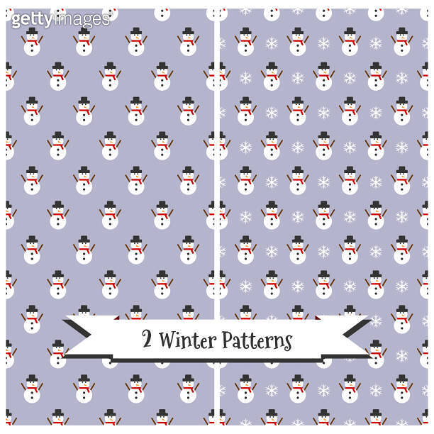 Set of Winter Patterns - 2 Variations of Snowmen Icon Pattern With and ...