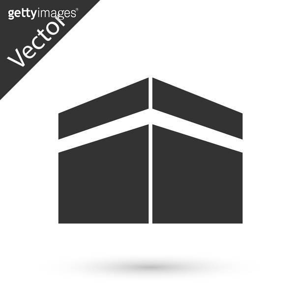 Grey Kaaba mosque icon isolated on white background. Kaaba hajj Mecca ...