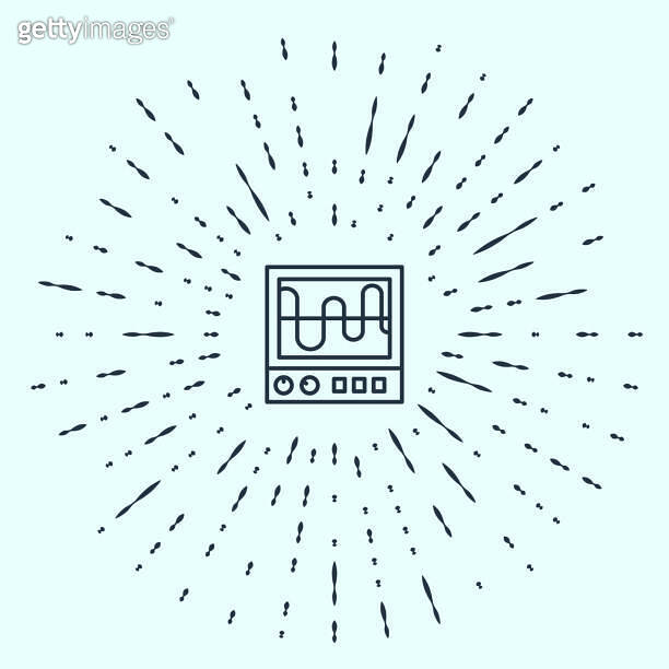 Black line Oscilloscope measurement signal wave icon isolated on grey ...