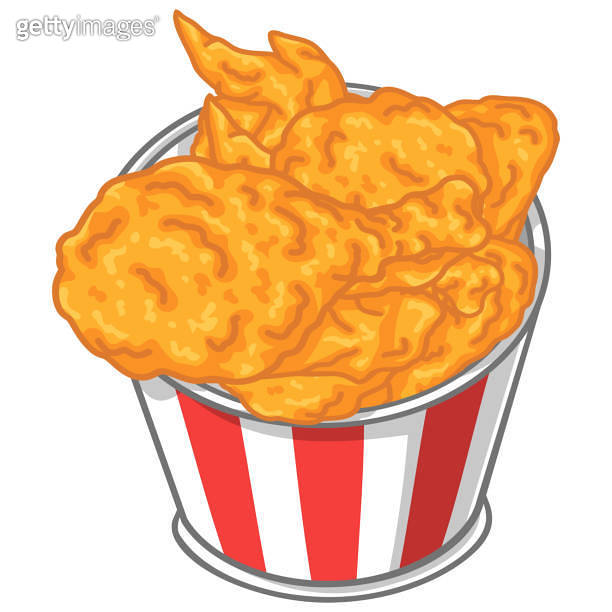 Fried Chicken Crispy Bucket Red White Stripes Vector Design ...