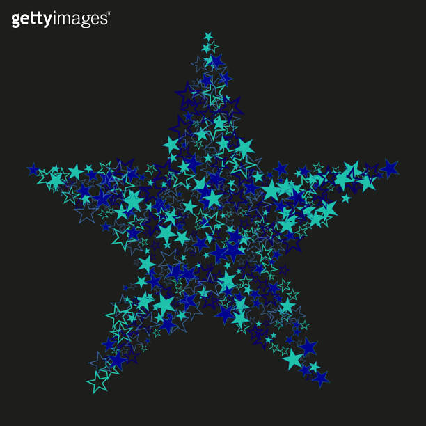Blue star confetti on black background, star made of stars, design ...