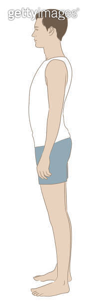 Sideways man standing in arched back posture 이미지 (1482959803) - 게티이미지뱅크