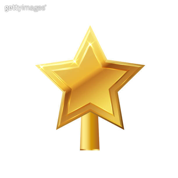 Christmas gold tree topper vector. 3d realistic golden star decoration ...