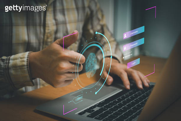 Selective focus at people hand while using smartphone to type password ...