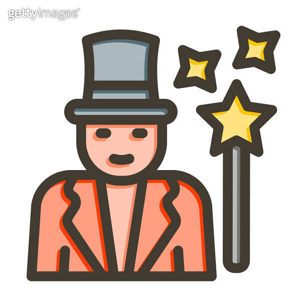 Magician Vector Thick Line Filled Colors Icon For Personal And ...
