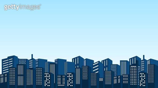 Reflection of city buildings with multi-storey buildings and apartments ...