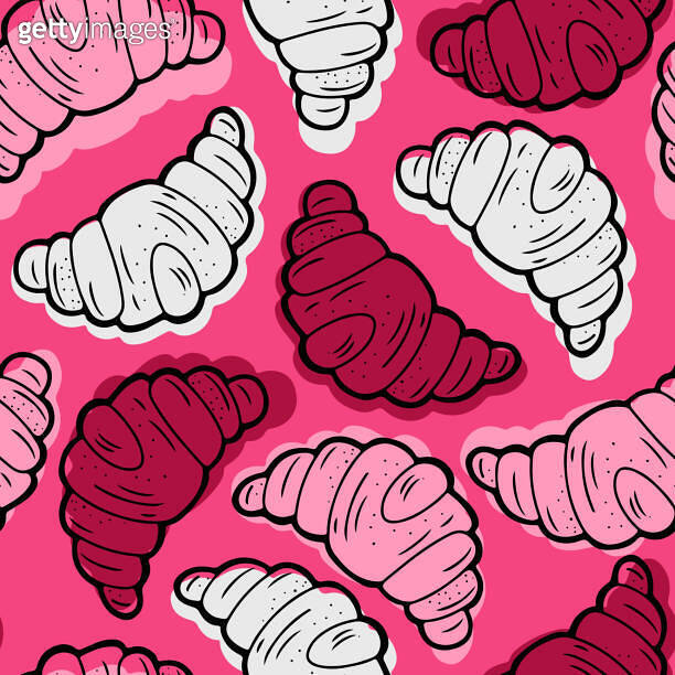 Seamless pattern with line croissants (1479660820) 일러스트, 무료 일러스트 - 게티이미지뱅크