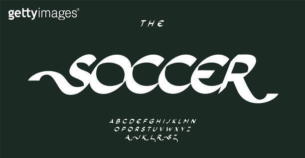 Calligraphic alphabet, expressive italic script letters with decorative ...