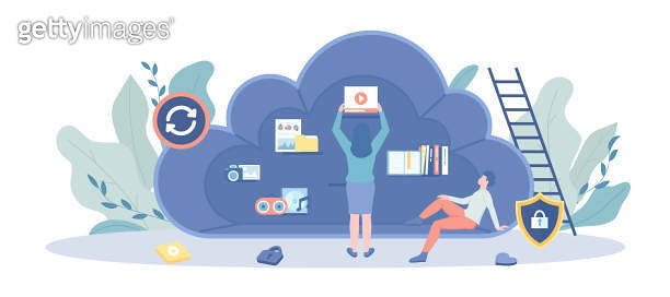 Cloud Data Storage. Electronic file organization service, information backup, transfer ...