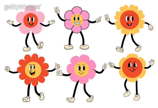 Cute Flower Cartoon Character Set 이미지 1707990928 게티이미지뱅크
