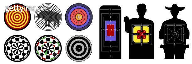 Color shooting targets. Geometrical forms. Human and animal silhouettes ...