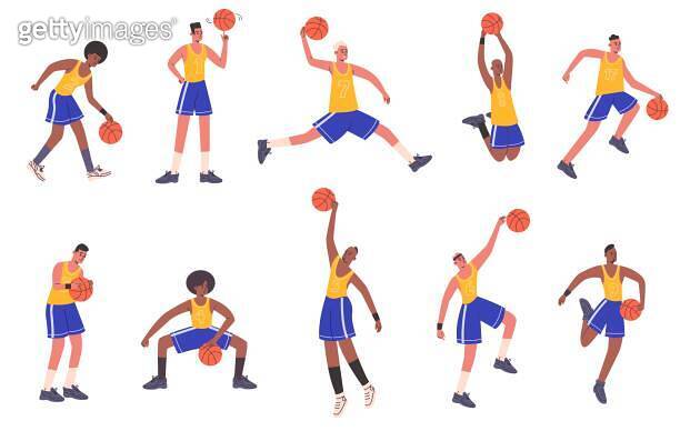 Cartoon basketball players. Professional athletes characters ...